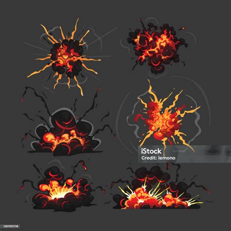폭탄 폭발 구름 만화 붐 효과 와 Ui 게임 디자인에 대 한 연기 요소 다이너마이트 위험 폭발 폭발 폭발에 대한 스톡 벡터 아트 및 기타 이미지 Istock