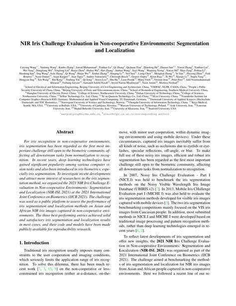 Pdf Nir Iris Challenge Evaluation In Non Cooperative Environments Segmentation And Localization