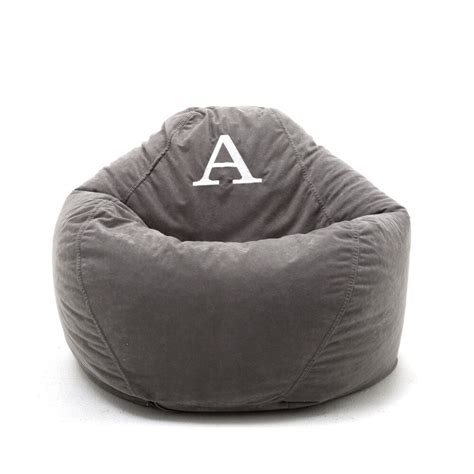 Beansack Big Joe Ultra Dorm Lounger Grey Microfiber Monogrammed Bean B Overstock
