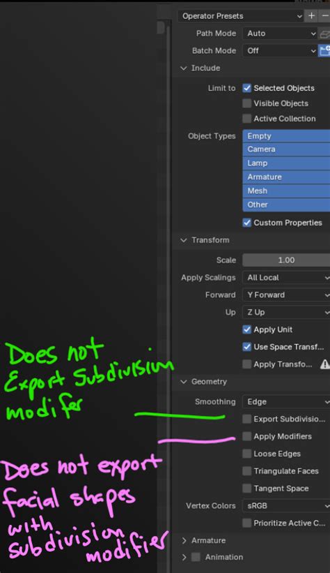 Exporting Facial Shapes With Fbx Animation And Rigging Blender
