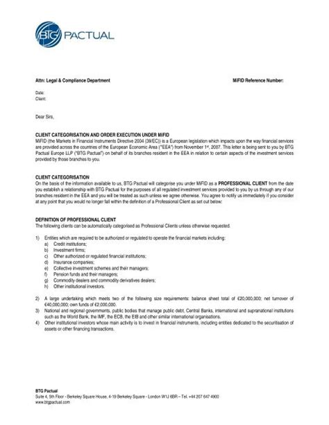 Mifid Client Categorisation Btg Pactual