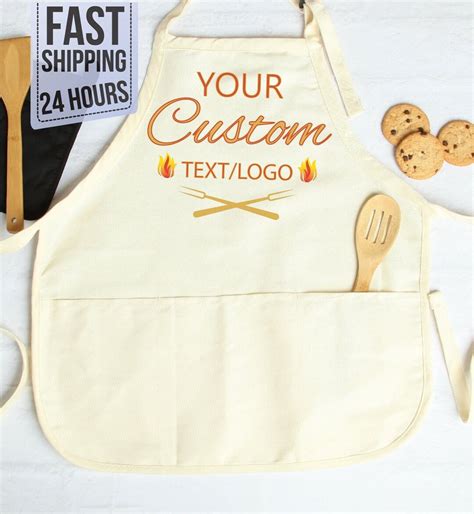 Custom Text And Logo Apron Custom Apron Logo Apron Custom Text Apron