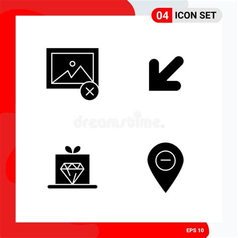 Creative Set Of 4 Universal Glyph Icons Isolated On White Background