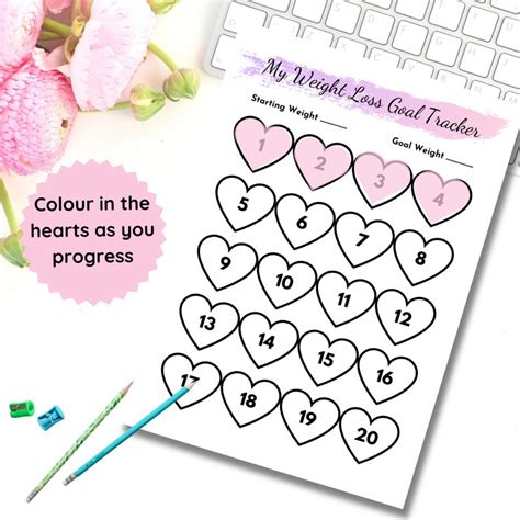 Weight Loss Tracker Printable For Up To 20lbs Weight Loss Etsy