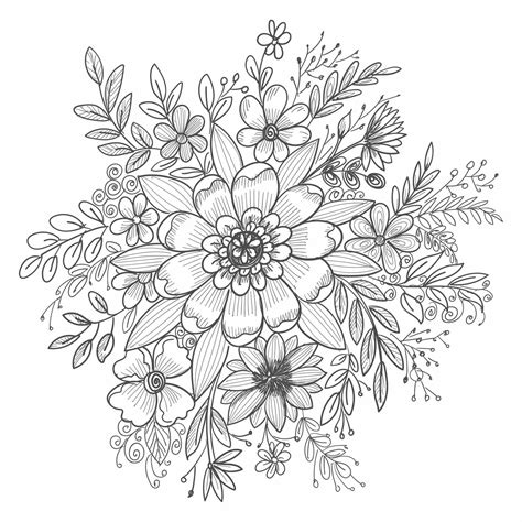 예술적 장식 꽃 스케치 무료 벡터