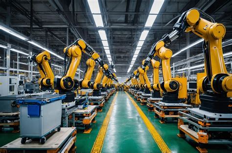 Smart Factory Robots Coordinating Realtime Manufacturing Tasks Premium Ai Generated Image