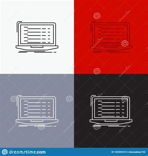 Api App Coding Developer Laptop Icon Over Various Background Line Style Design Designed