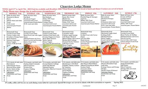 Clearview Lodge Menu April 11 17 Taber And District Housing Foundation