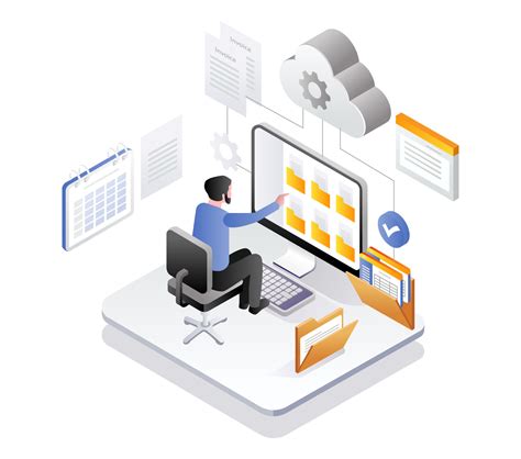 Man Selecting Document Data From Cloud Server 4579242 Vector Art At