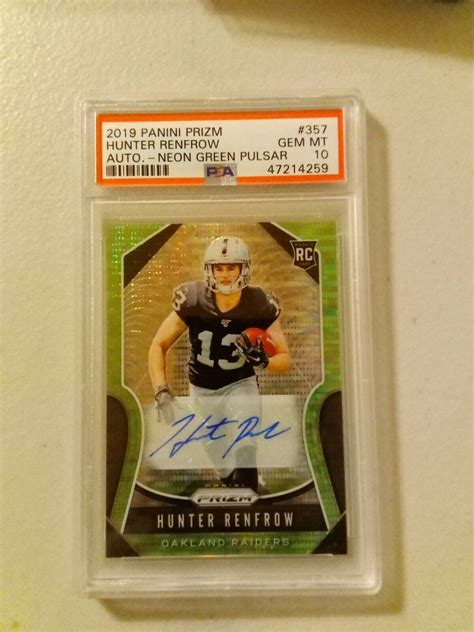 2019 Panini Prizm Hunter Renfrow Auto Green Pulsar 357 Psa 10 Ebay