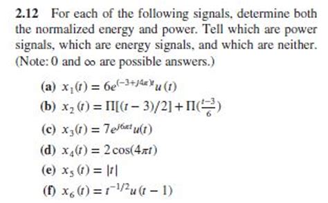 solved for each of the following signals determine both the