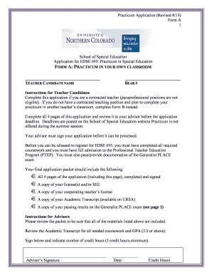 Fillable Online Unco Work Application Forms Special Education Fax Email Print PdfFiller