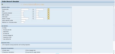 COAA SAP Tcode Simulate Order Record