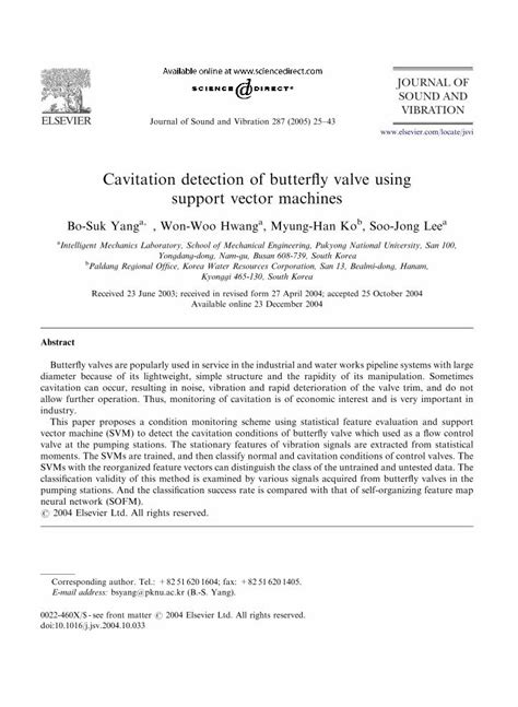 pdf cavitation detection of butterfly valve using support vector