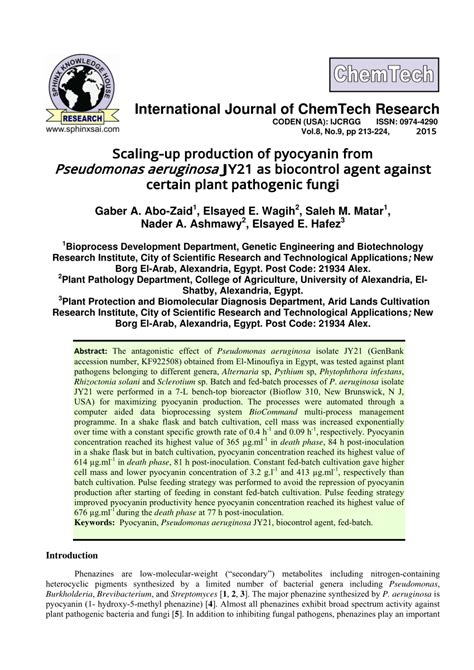 Pdf Antagonistic Effect Of Fluorescent Pseudomonas Spp Against Certain Plant Pathogenic Fungi