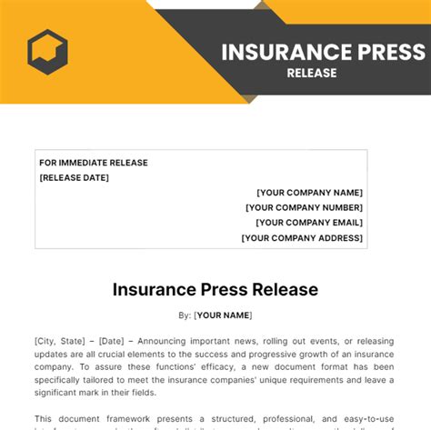 Free Insurance Press Release Template To Edit Online