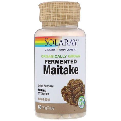 Грибы Майтаке Fermented Maitake Solaray органик ферментированные 500 мг