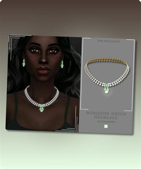 Marquise Green Necklace By Glitterberryfly Sims 4 Accessory Cc In