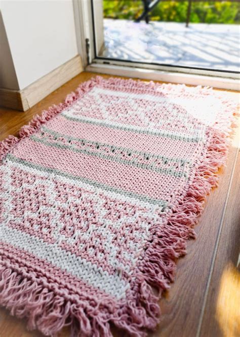 Knitted Rug Pattern Bath Matt Diy Easy To Knit Tutorial