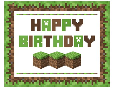 Happy Birthday Minecraft Cake Toppers Printable Printable Word Searches