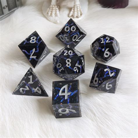 Blue Lightning Dnd Dice Set 7 Piece Ttrpg Fennek And Finch