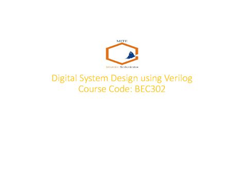 Dsdv M2 Hibsgyjal Digital System Design Using Verilog Course Code