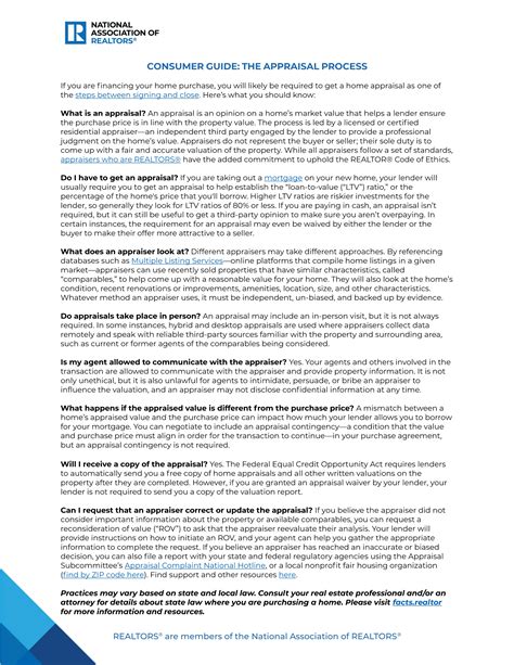Consumer Guide The Appraisal Process