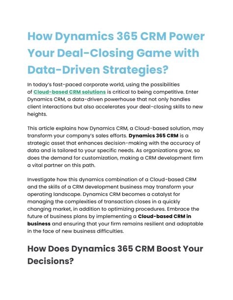 Ppt Dynamics 365 Crm Integration For Data Driven Deal Closing Powerpoint Presentation Id