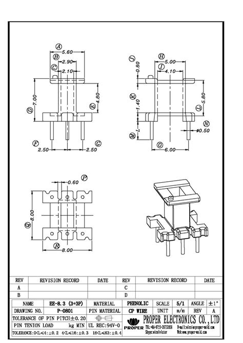 P 0801 V Ee8 3 3 3p Transformer Bobbin Clamp Coil Frame Hardware Smd