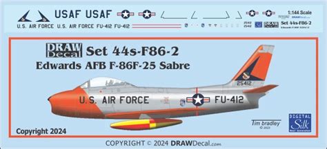 North American F 86 F 25 Edwards Afb Draw Decal 44 F86 02