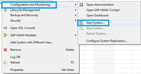 starting and stopping sap hana