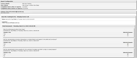 Observation Checklist Detail Report