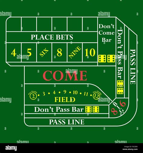 Craps Table Icon Over Green Background Vector Illustration Stock