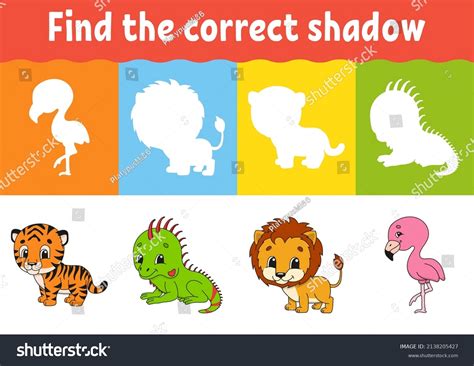 Find Correct Shadow Education Worksheet Matching Stock Vector Royalty