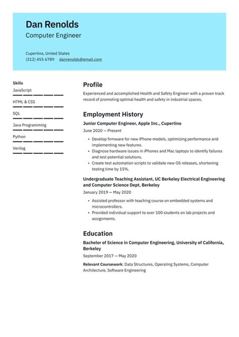 Computer Engineer Resume Sample 18 Computer Engineer Resume Examples