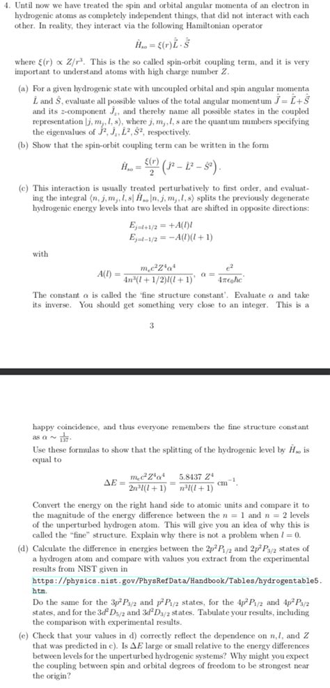 Until Now We Have Treated The Spin And Orbital Chegg