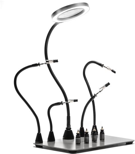 Magnetic Helping Hands Soldering Station With Led Magnifying Lamp Msy