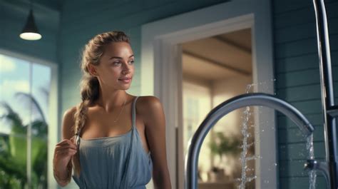 Premium Photo Beautiful Young Woman Standing In Front Of A Sink
