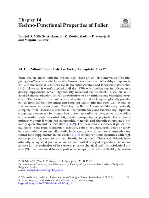 Techno Functional Properties Of Pollen Pdf
