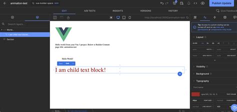 how to add editable blocks to custom components in vue 3 cms