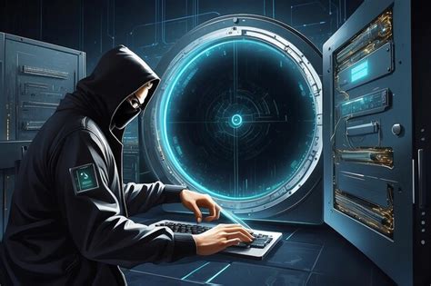 Premium Photo An Illustration Showcasing A Hacker Breaking Into A Virtual Vault