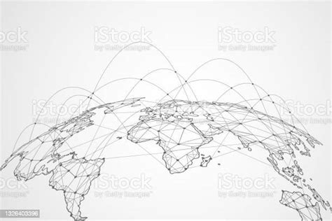글로벌 네트워크 연결 글로벌 비즈니스의 세계지도 포인트 및 라인 구성 개념 벡터 일러스트레이션 지구본에 대한 스톡 벡터 아트 및 기타 이미지 Istock