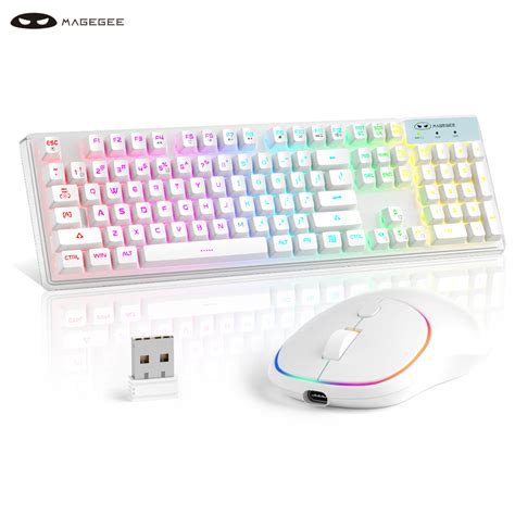 Magegee 2 4g Wireless Keyboard And Mouse Combo Set V550 104 Keys Rechargeable Rgb Backlit