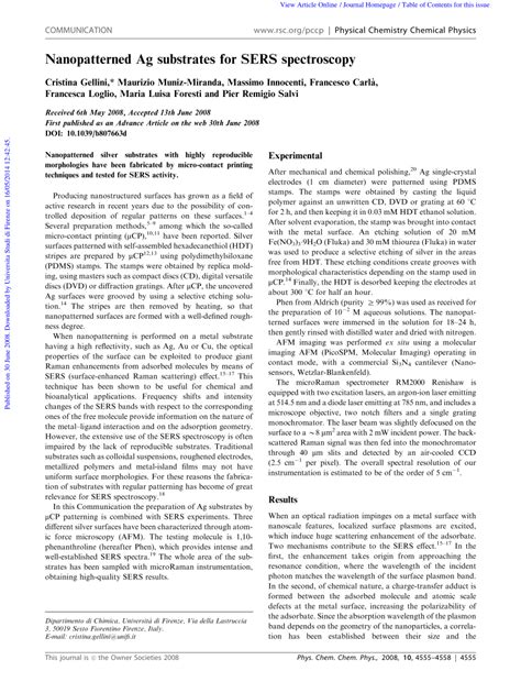 Pdf Nanopatterned Ag Substrates For Sers Spectroscopy