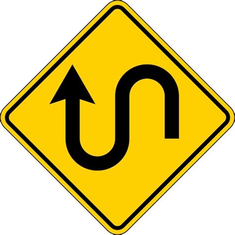 Premium Vector Warning Sign Double Curve Symbol On White Background