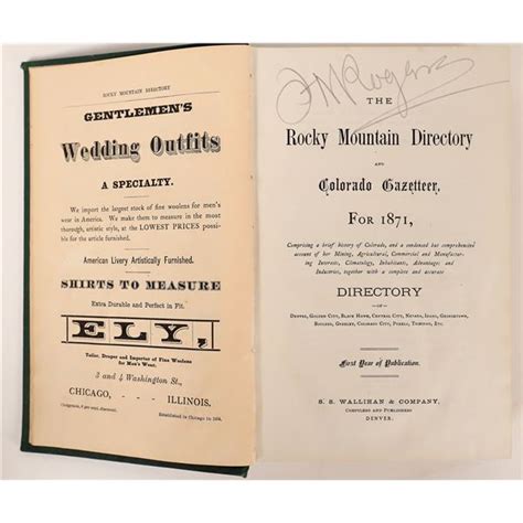 Wallihan Colorado Mines Directory 1871 [169400]