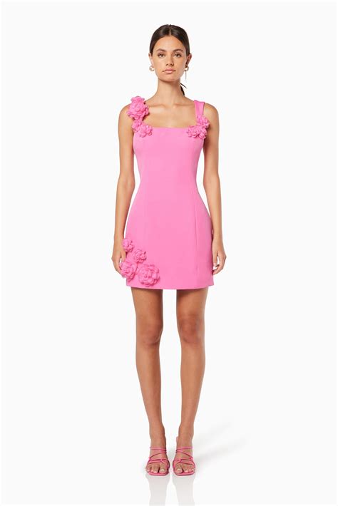Trompe 3d Floral Mini Dress Pink Elliatt