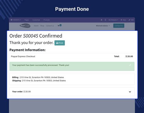 Odoo Website Paypal Express Direct Pay WebKul