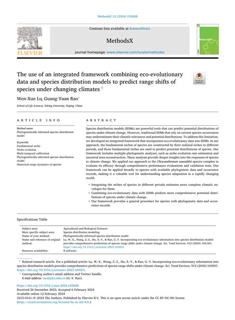 Pdf The Use Of An Integrated Framework Combining Eco Evolutionary