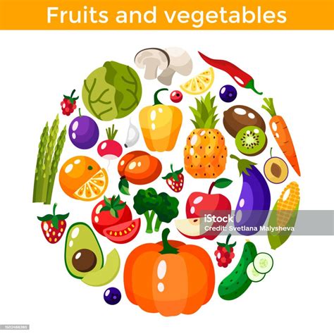 신선하고 건강한 채소 과일 열매가 분리되어 있습니다 과일과 채소 조각 플랫 디자인 유기농 농장 그림입니다 0명에 대한 스톡 벡터 아트 및 기타 이미지 Istock